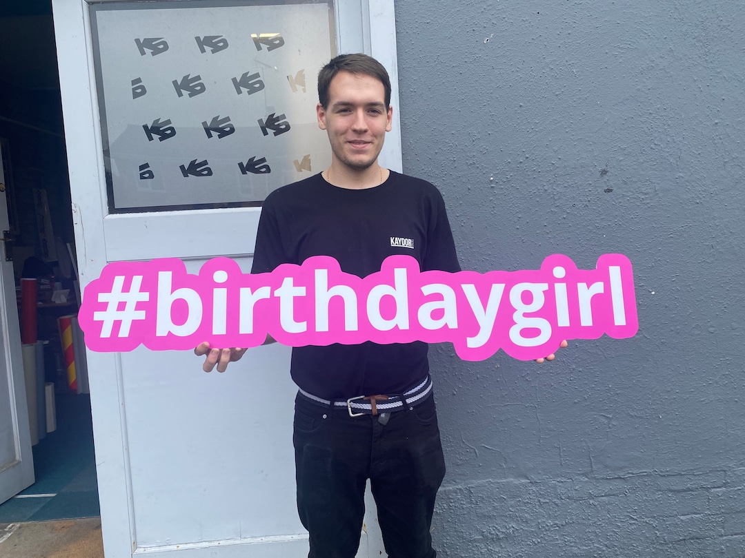 Personalised Name or Quote or Word Selfie Prop Birthday Girl Hashtag ...