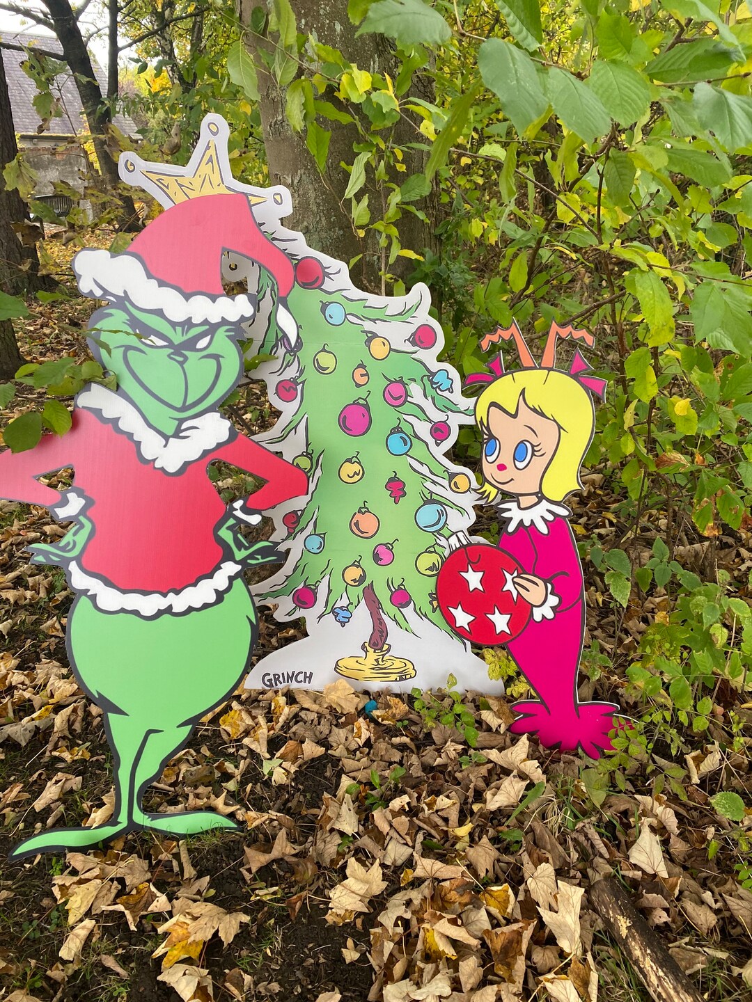 Grinch Bundle Full Set With Tree Characters 1m High Plastic Cut Out ...