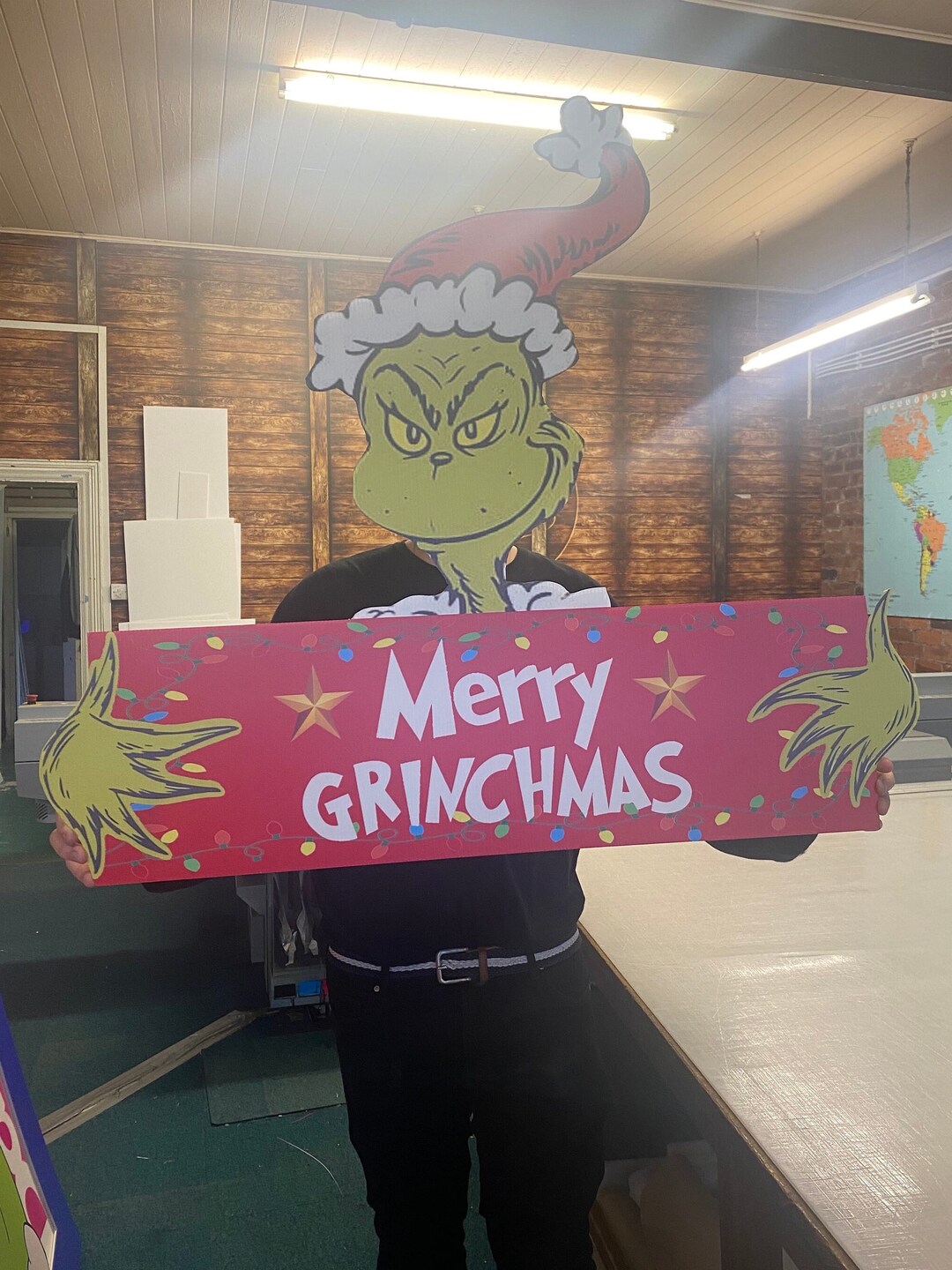 Merry Grinchmas Grinch Sign Grinch Christmas 3ft Wide Plastic Cut Out ...