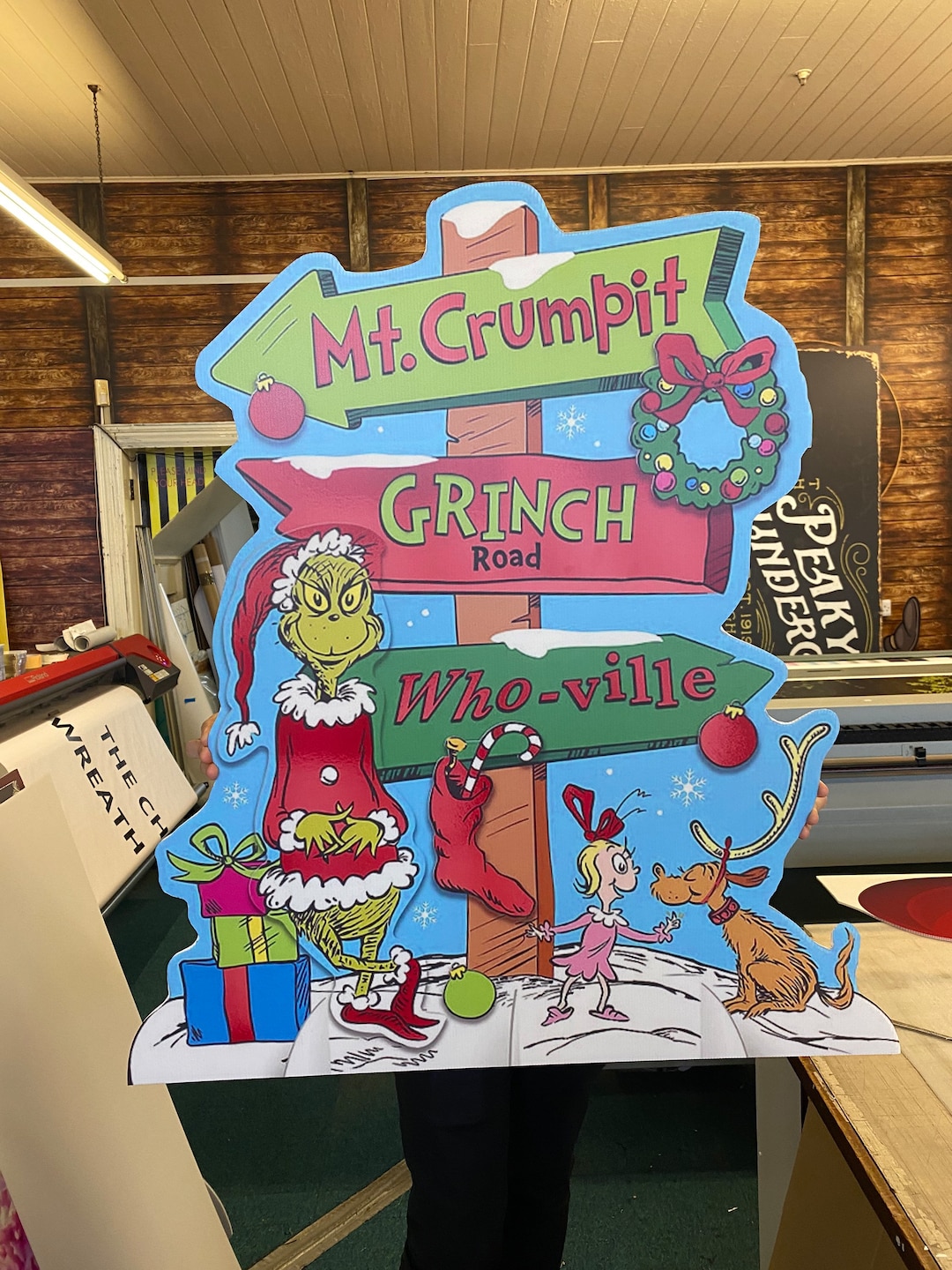 Grinch Sign Post 3ft High Cut Out Christmas Prop Events Prop - Etsy