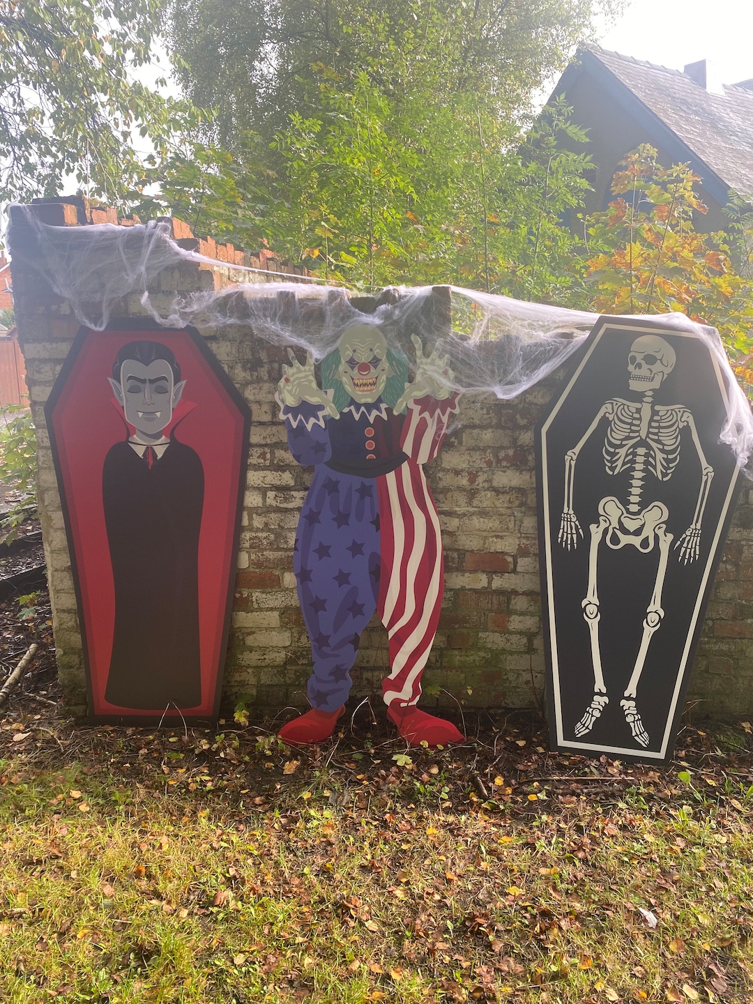 Scary Freddie Horror Cut Out Halloween Clown 6ft High Plastic Prop ...