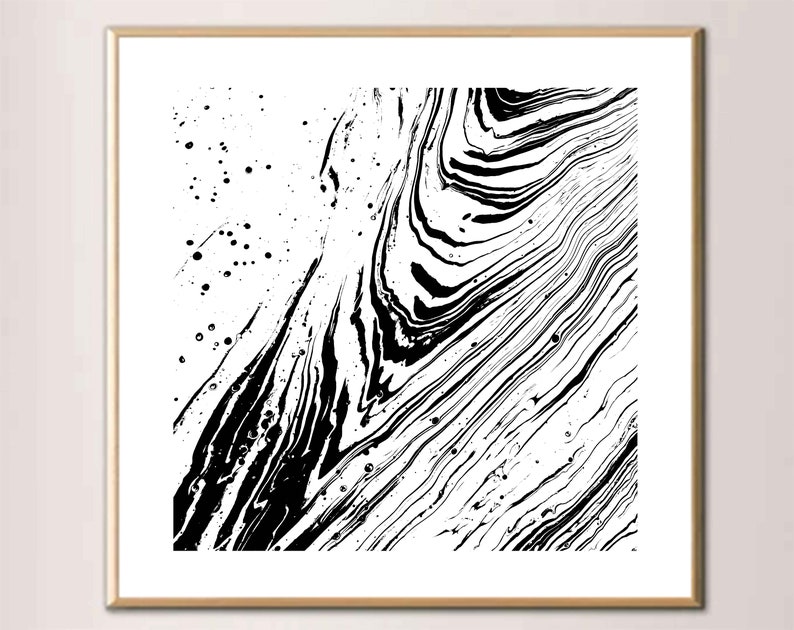 Abstract Modern Black and White Wall Art Print / Large Budget-friendly ...