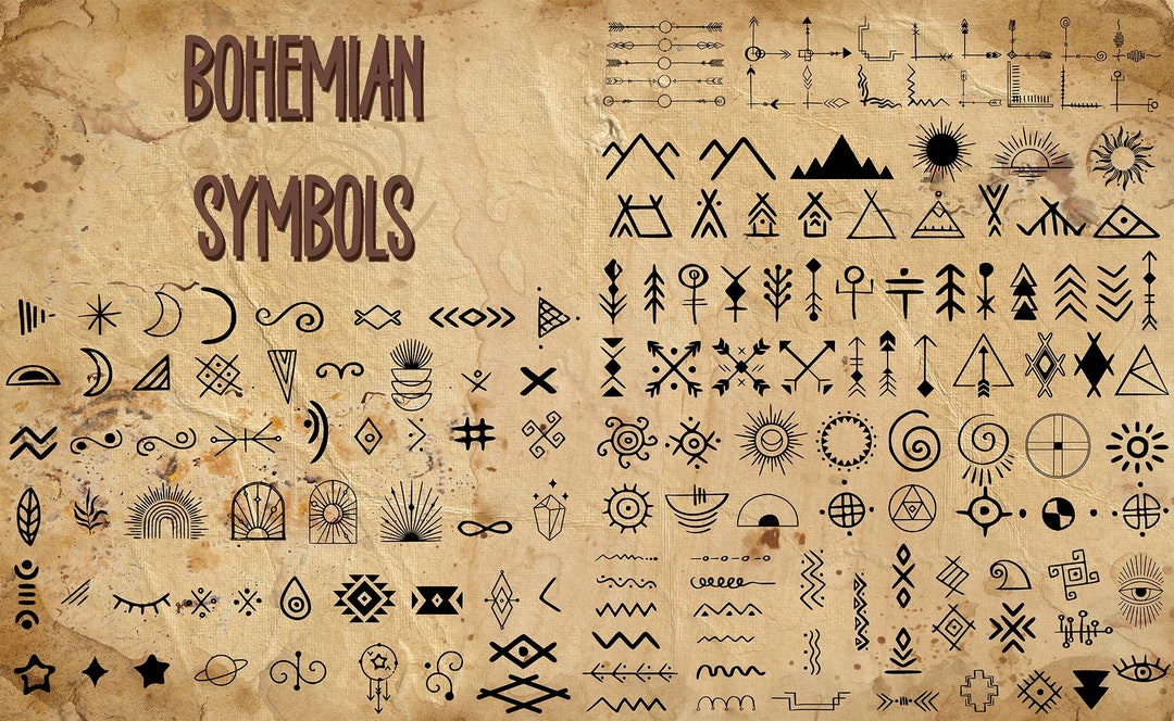 Bohemian Symbols Boho Symbols digital and Hand Drawing - Etsy