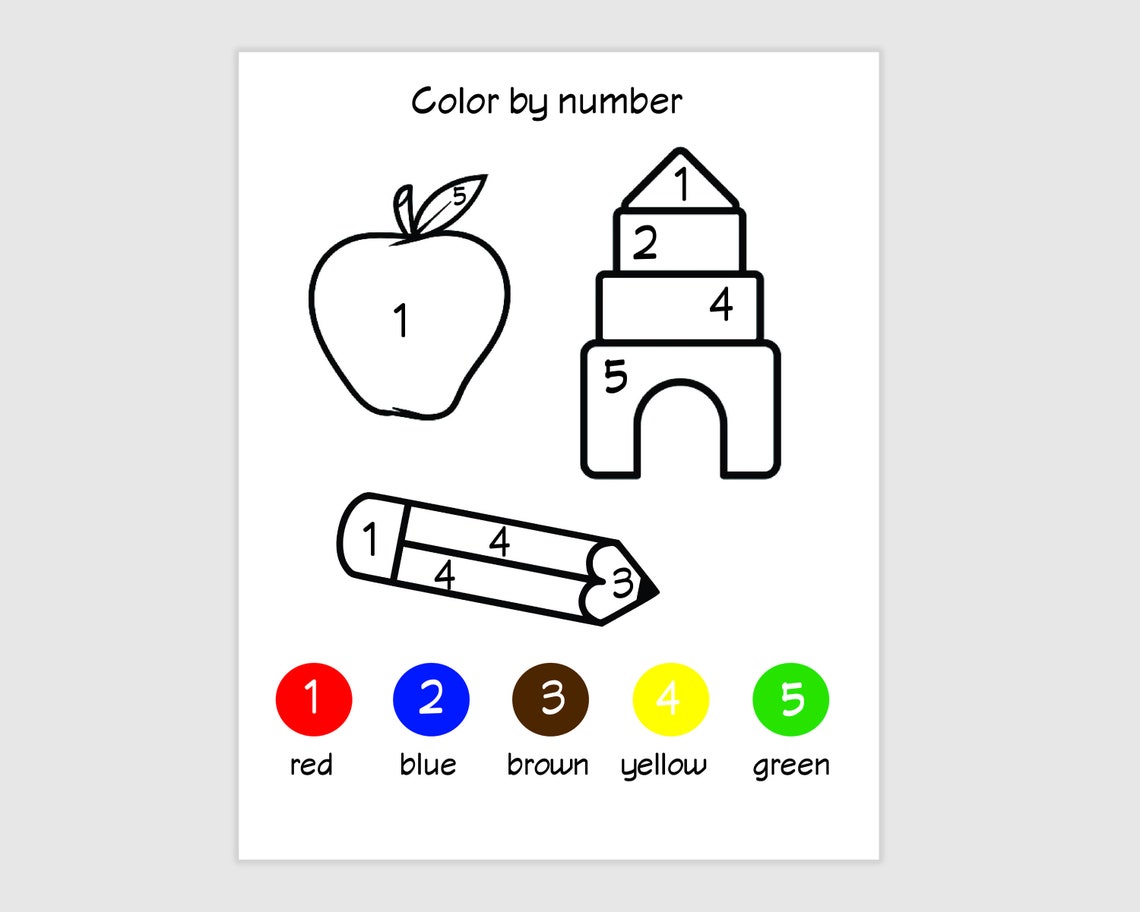 Color by Number Kids Coloring Page, Easy Coloring Page for Kids, Simple ...