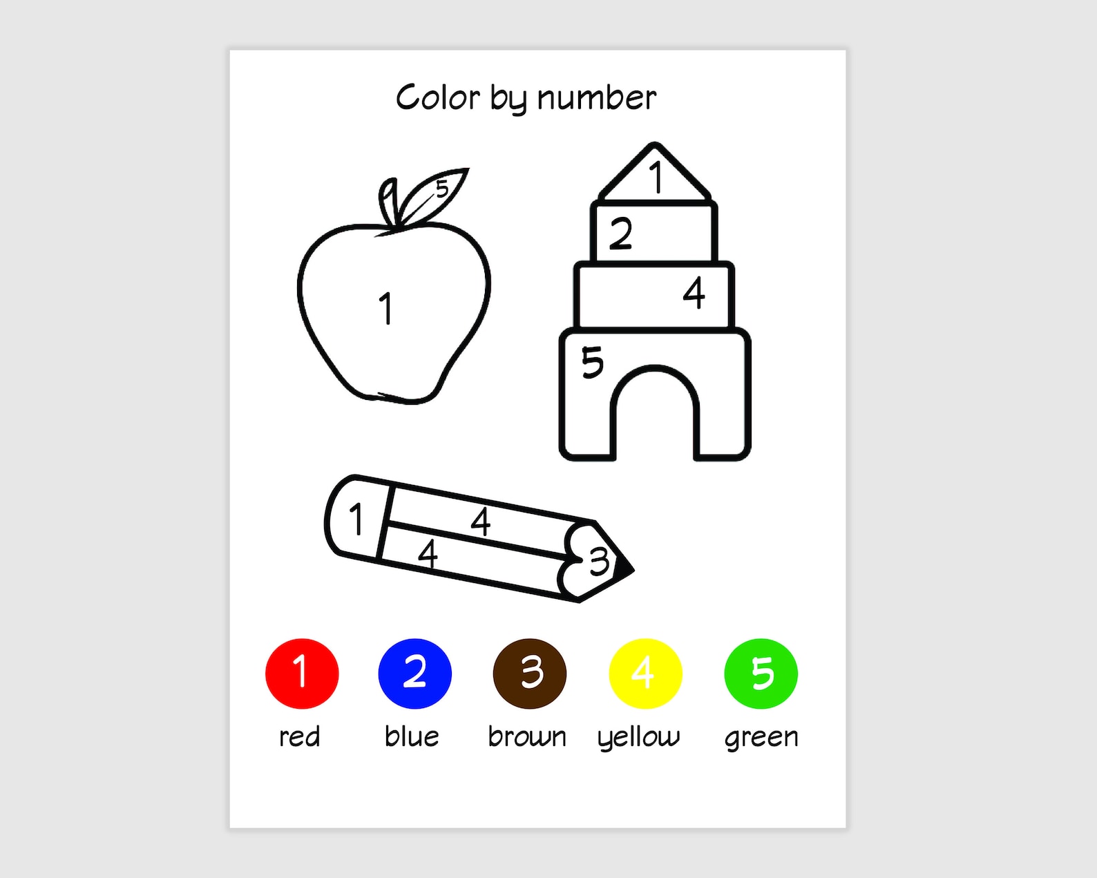 Color by Number Kids Coloring Page, Easy Coloring Page for Kids, Simple ...