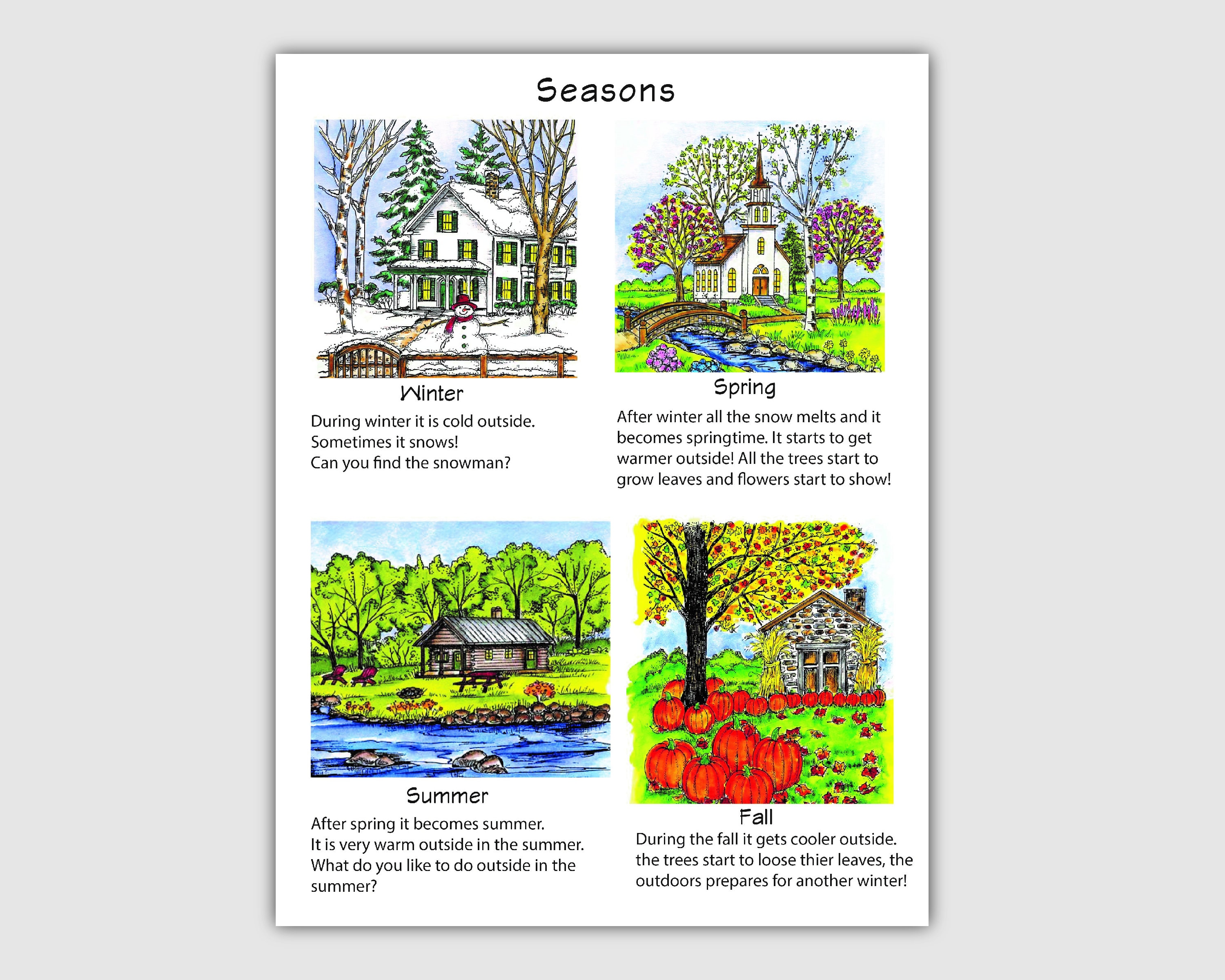 Learning About Seasons Digital Download Printout, Toddler Learning ...