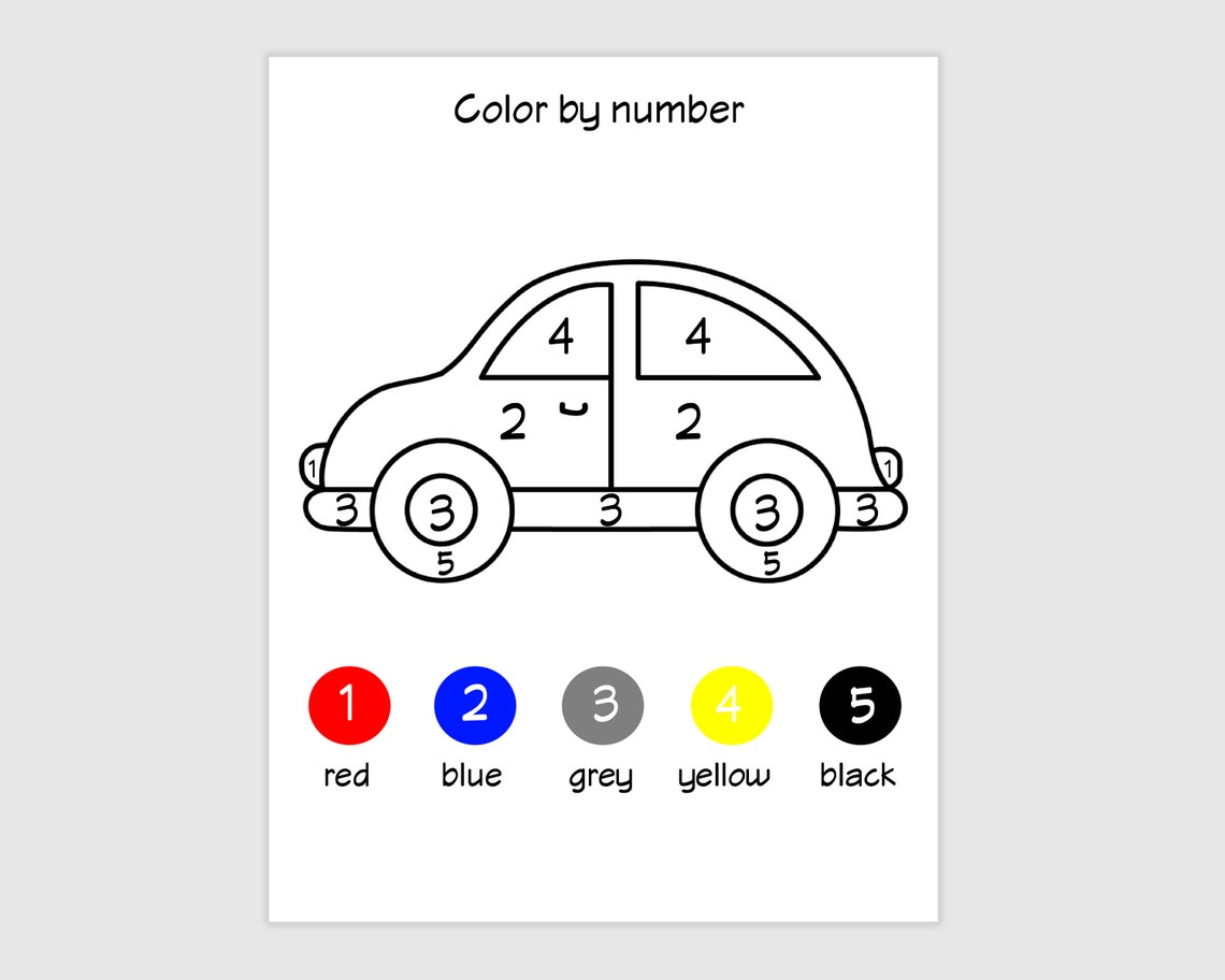 Color by Number Kids Coloring Page, Easy Coloring Page for Kids, Simple ...
