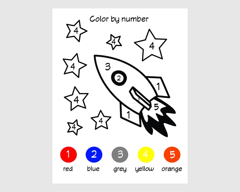 Color By Number Kids Coloring Page, Easy Coloring Page For Kids, Simple
