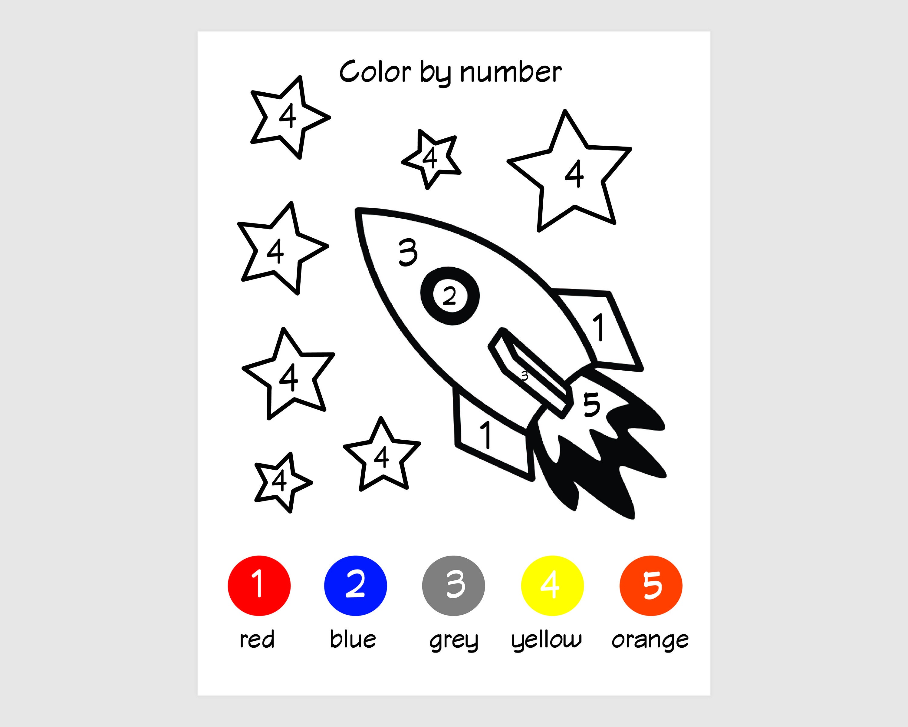 Color by Number Kids Coloring Page, Easy Coloring Page for Kids, Simple ...