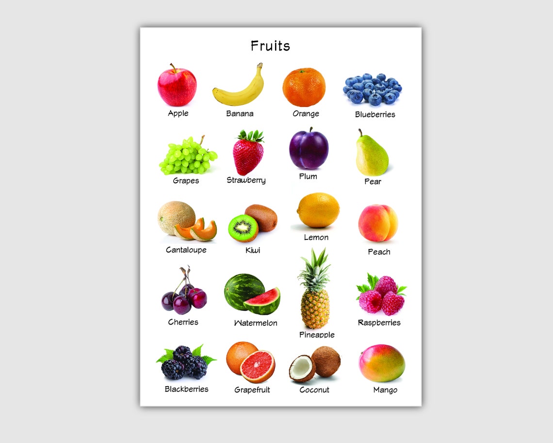 Fruit and Vegetable Learning Digital Download, Learning Fruits ...