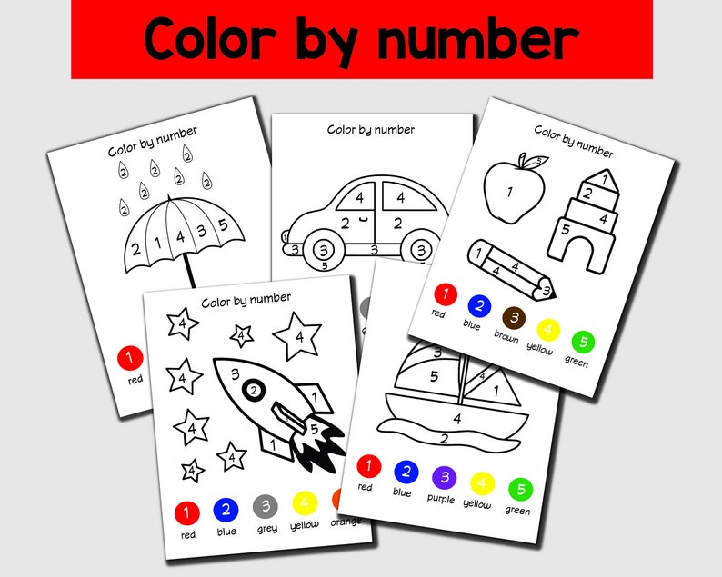 Color by Number Kids Coloring Page, Easy Coloring Page for Kids, Simple ...