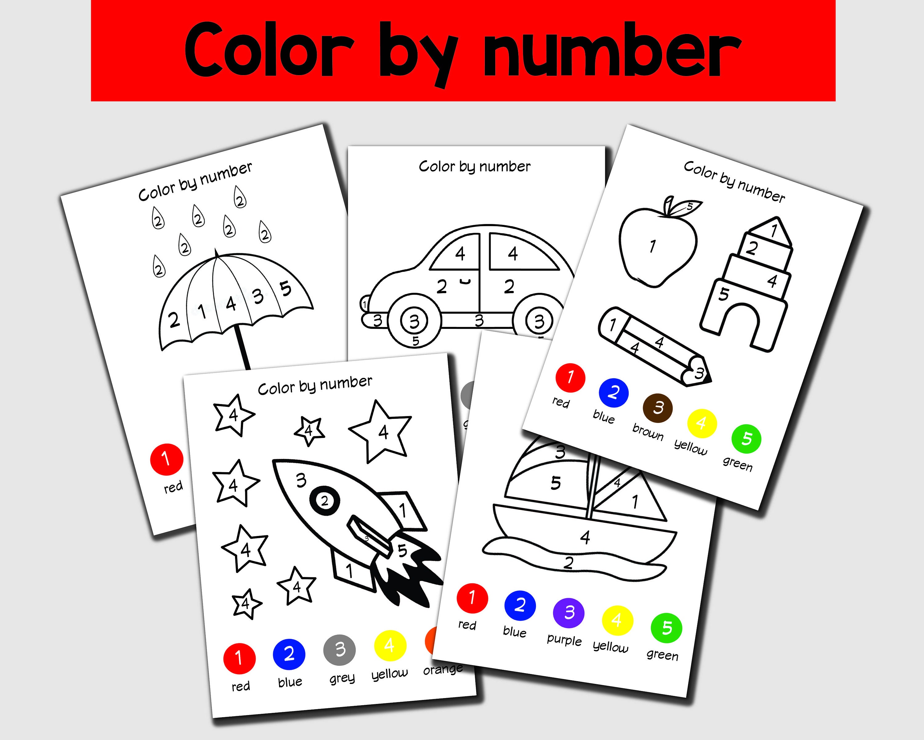Color by Number Kids Coloring Page, Easy Coloring Page for Kids, Simple ...