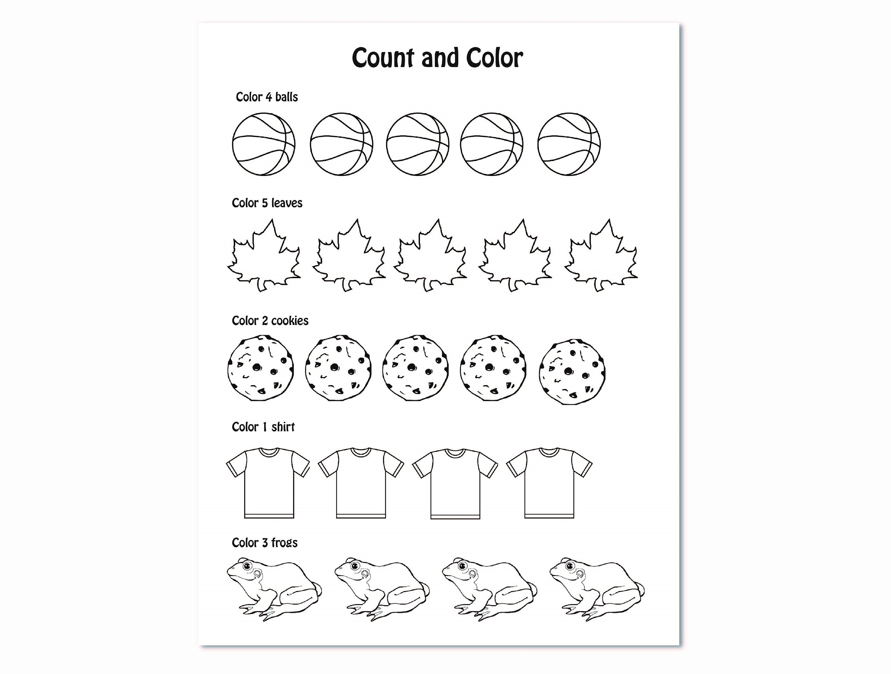 Count and Color Activity Page, Learn to Count, Color Learning Page, Fun ...
