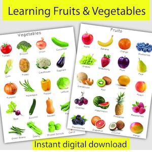 Fruit and Vegetable Learning Digital Download, Learning Fruits ...