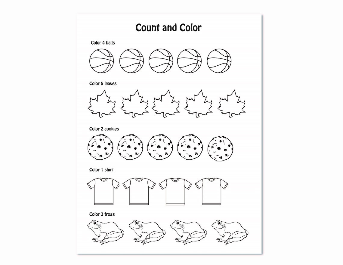 Count and Color Activity Page, Learn to Count, Color Learning Page, Fun ...