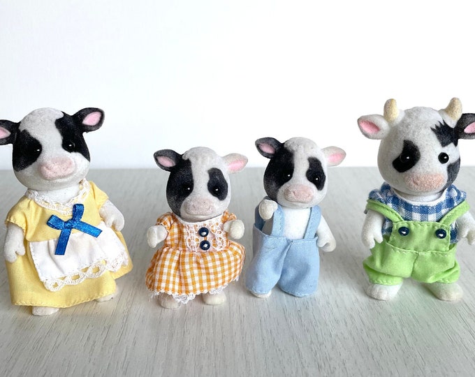 Calico Critters Vintage Buttercup Cow Family, Sylvanian Fresian Cows - Etsy