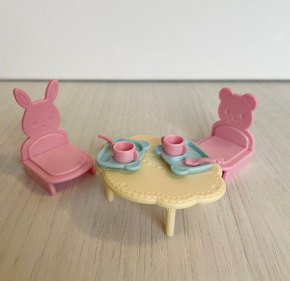 Calico Critters Baby Table and Chairs With Mealtime Dishes - Etsy