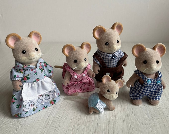 Calico Critters Norwood Mouse Family With Gripping Hands, Maces Mice - Etsy