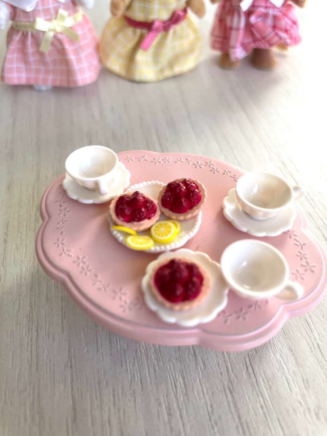 Calico Critters Tea Party Custom Set With Kangaroo Girl, Bunny, Mouse ...