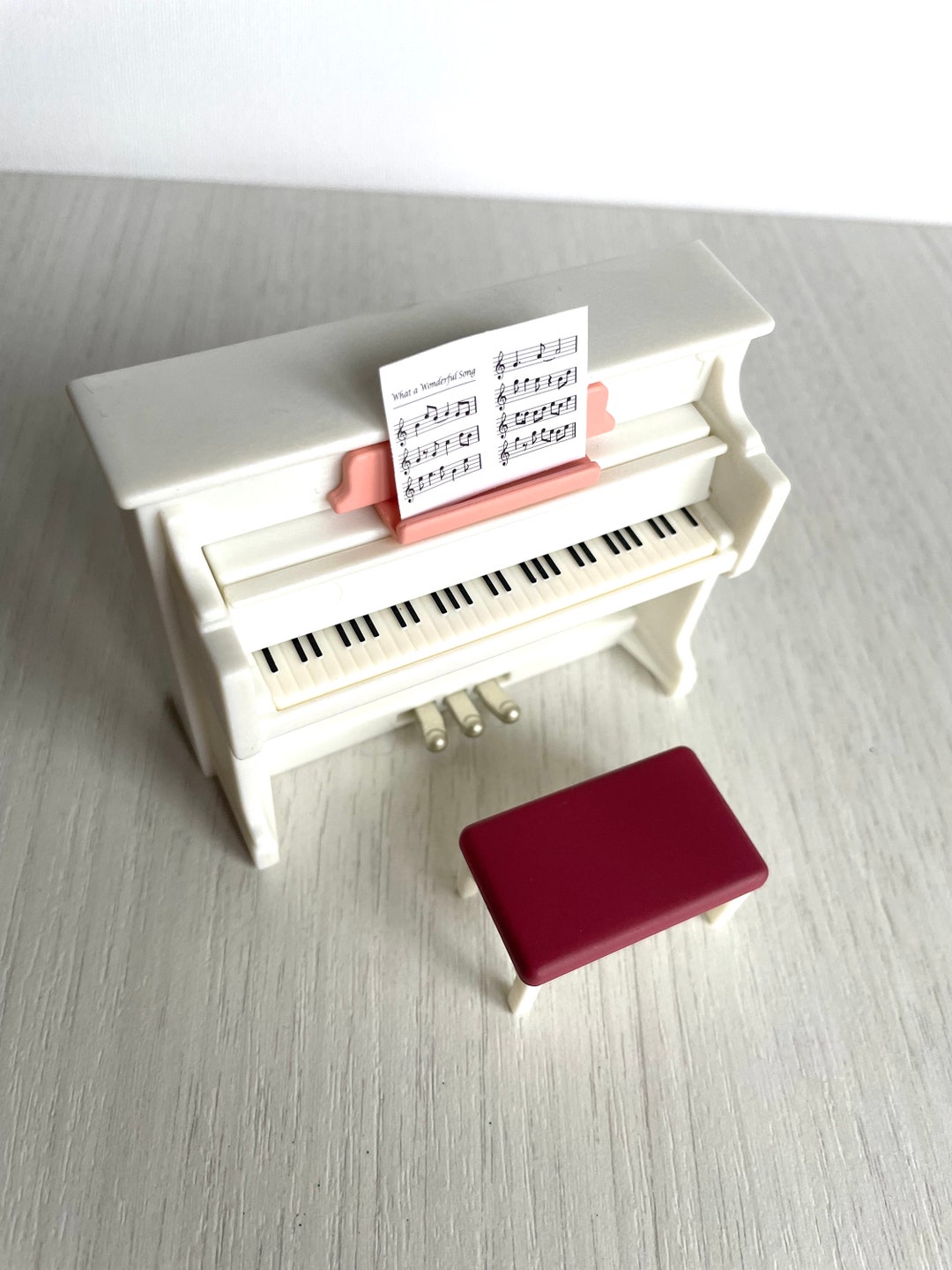 Calico Critters White Piano With Bench and One Piece of Sheet Music, in ...