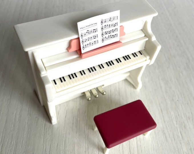 Calico Critters White Piano With Bench and One Piece of Sheet Music, in ...