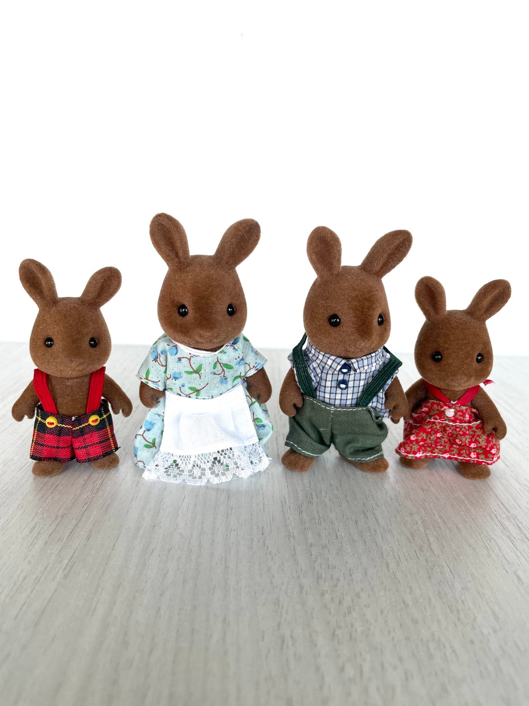 Calico Critters Brown Wildwood Rabbit Family, Vintage Sylvanian ...