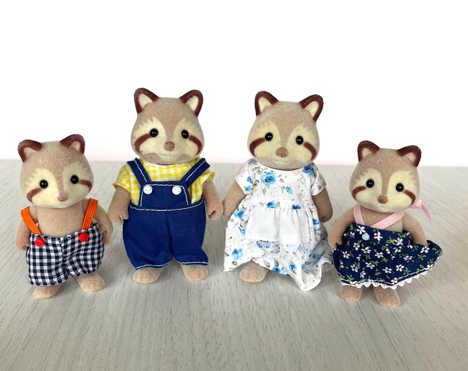 Mulberry Raccoon Family, Calico Critters Sylvanian Families Vintage and ...