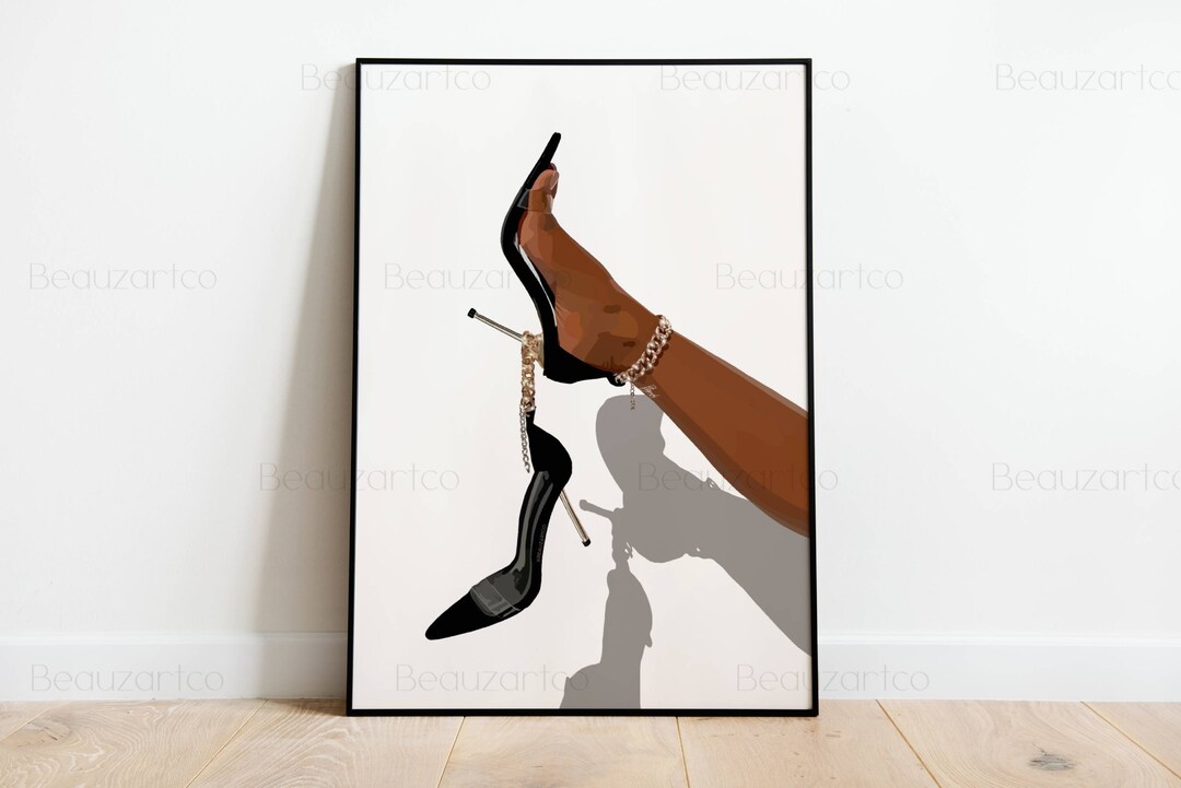 Printable Women With Pumps, High Heels Wall Art, Black Girl Wall Art ...