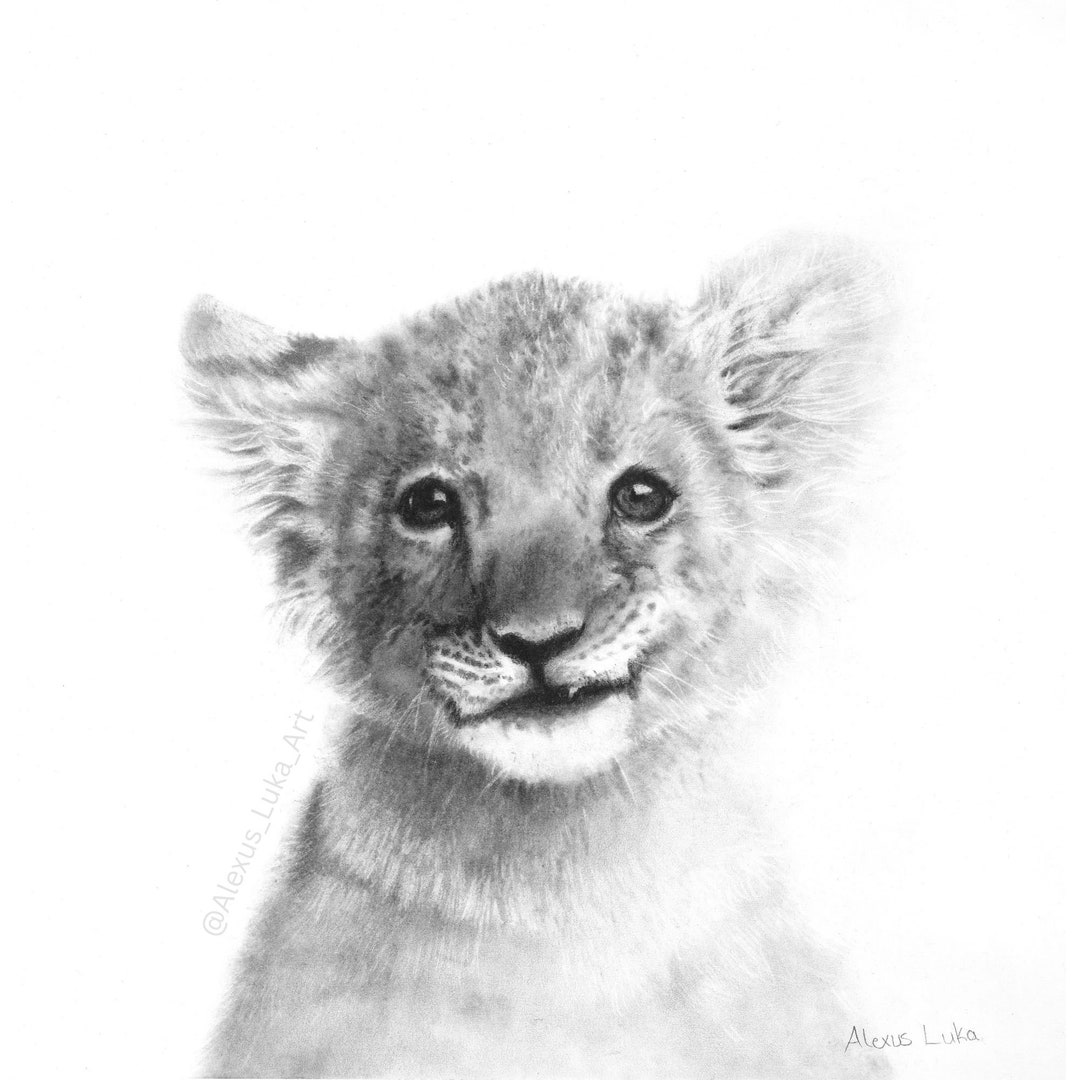 Smiling Baby Lion Print, Happy Baby, Lion Cub, Animal Wall Art, Nursery ...