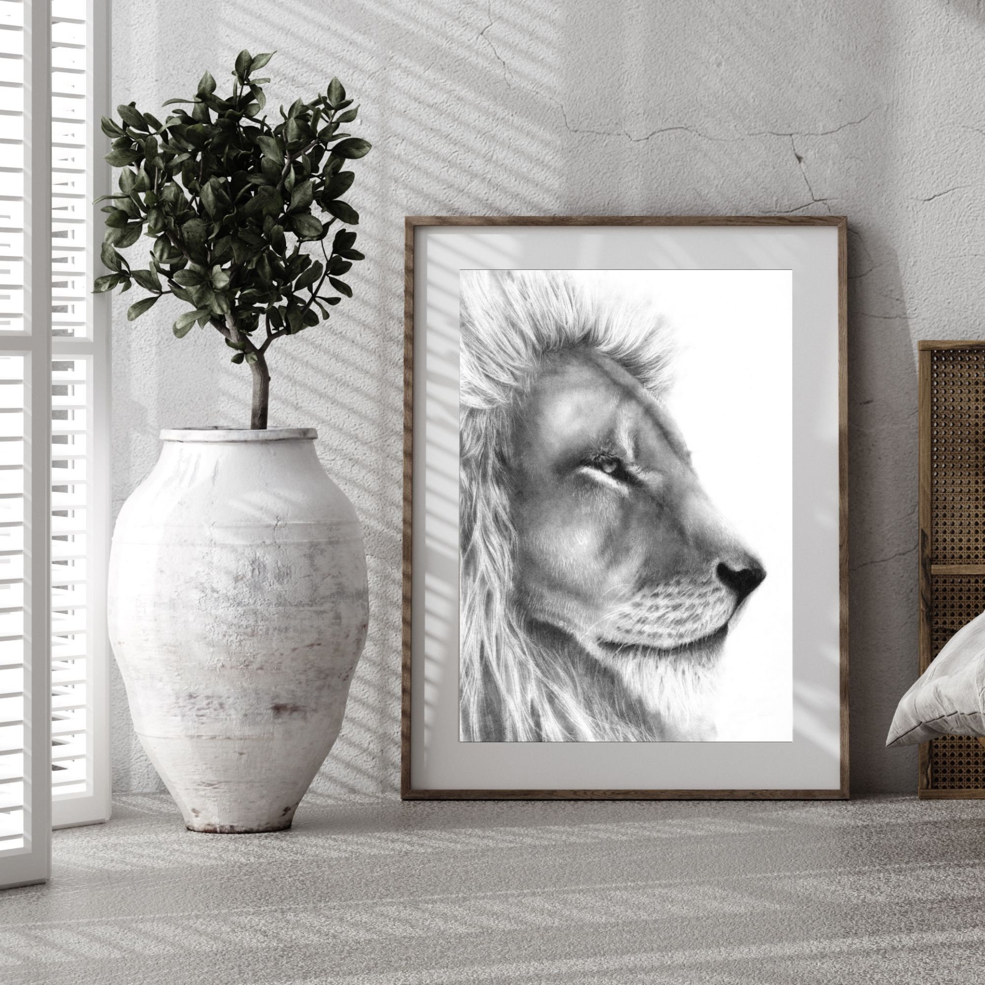 Beautiful Lion Drawing Print Wild Animal Poster Printable - Etsy