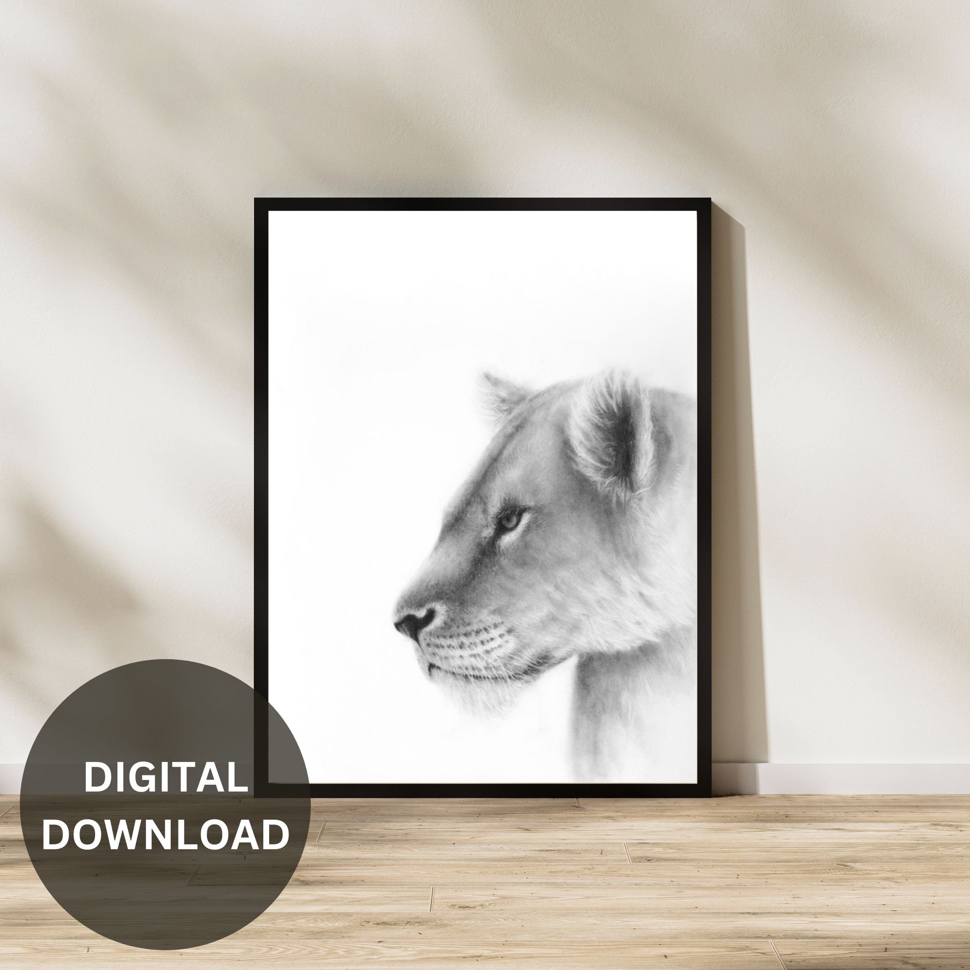 Beautiful Lioness Print, Wall Art, Animals, Lioness Art, Digital ...