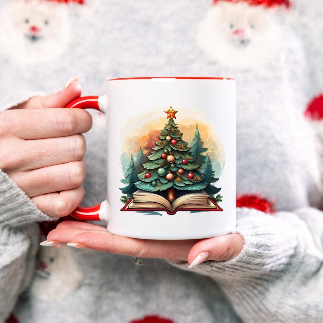 Bookish Christmas Tree Mug - Perfect for Cozy Readers, Holiday Gifts ...