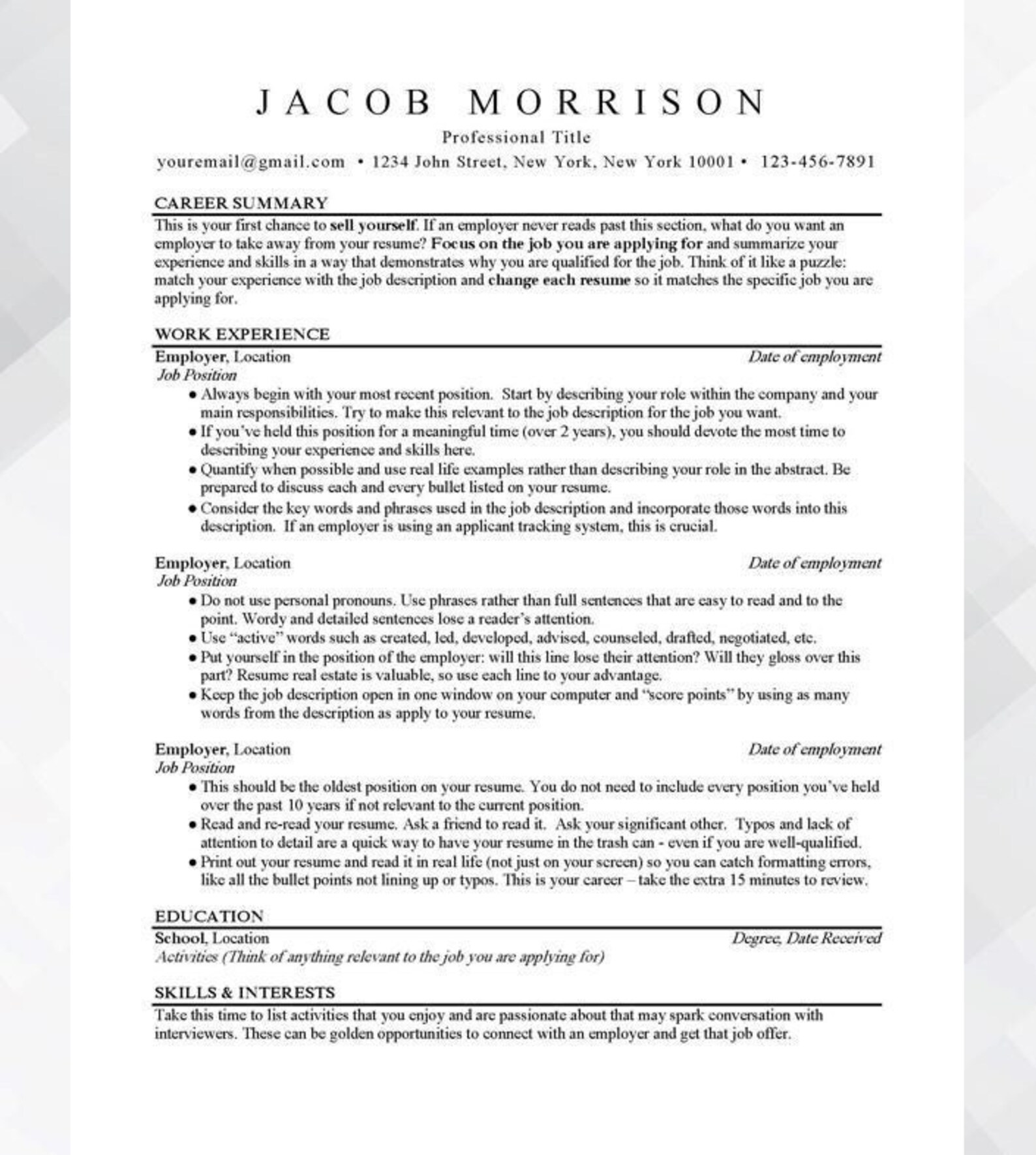 ATS Resume Template For Word ATS Friendly Resume Template ATS Cv 