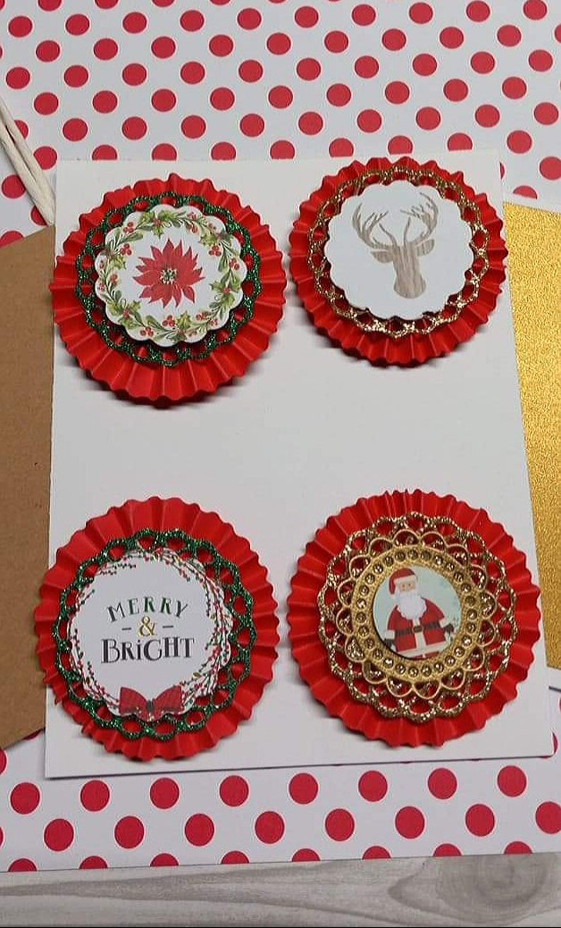 Red Christmas Rosettes, Winter Rosettes, Handmade Paper Rosettes, Cute ...