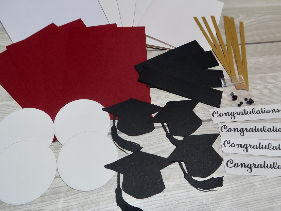 Maroon & Gold Graduation Card Making Kit: DIY Congratulations Cards - Etsy