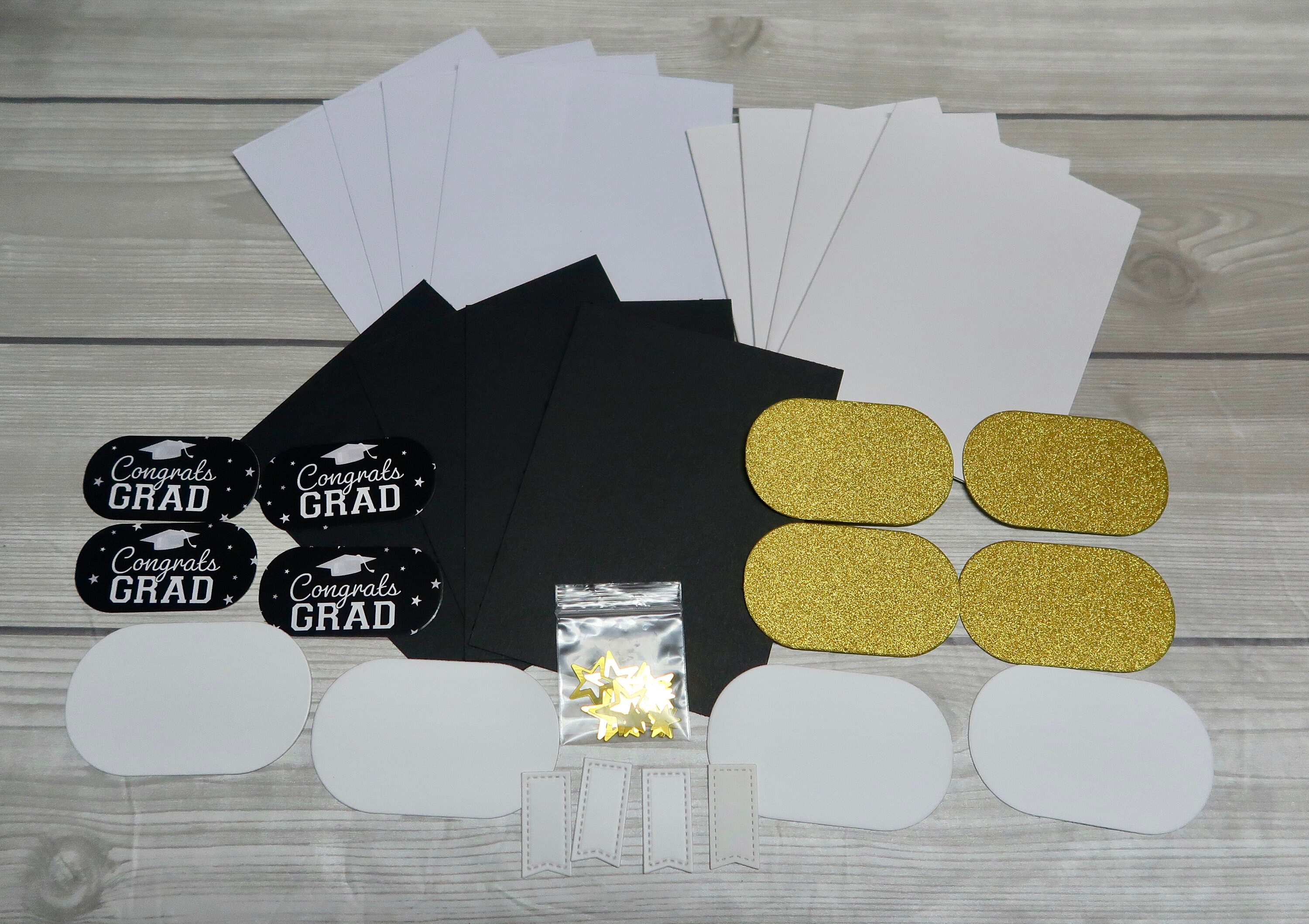 DIY Black and Gold Graduation Card Kit, Make Handmade Graduation Cards ...