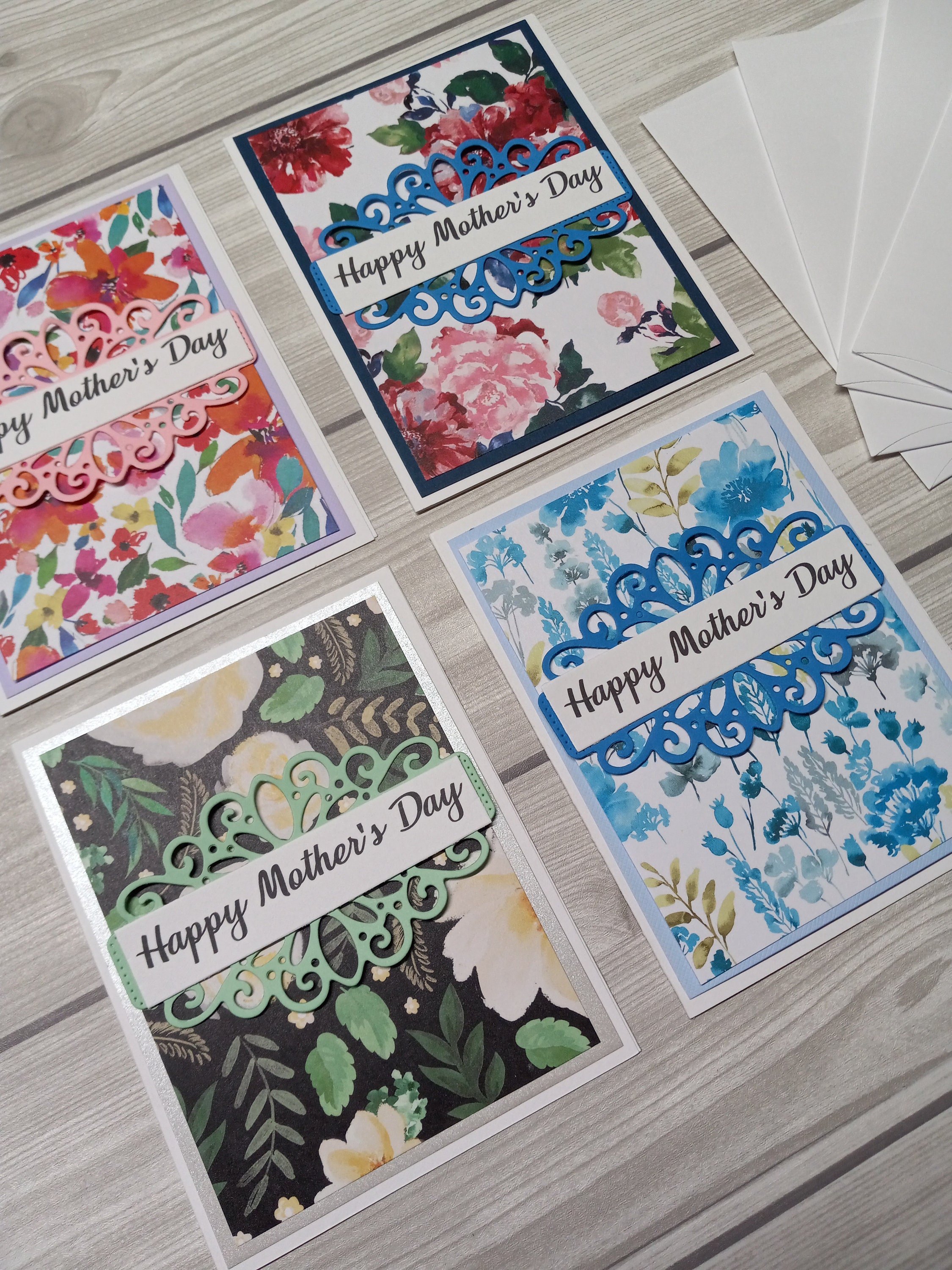 Floral Mother's Day Card Kit: Handmade Cards, Easy Assemble (4ct) - Etsy