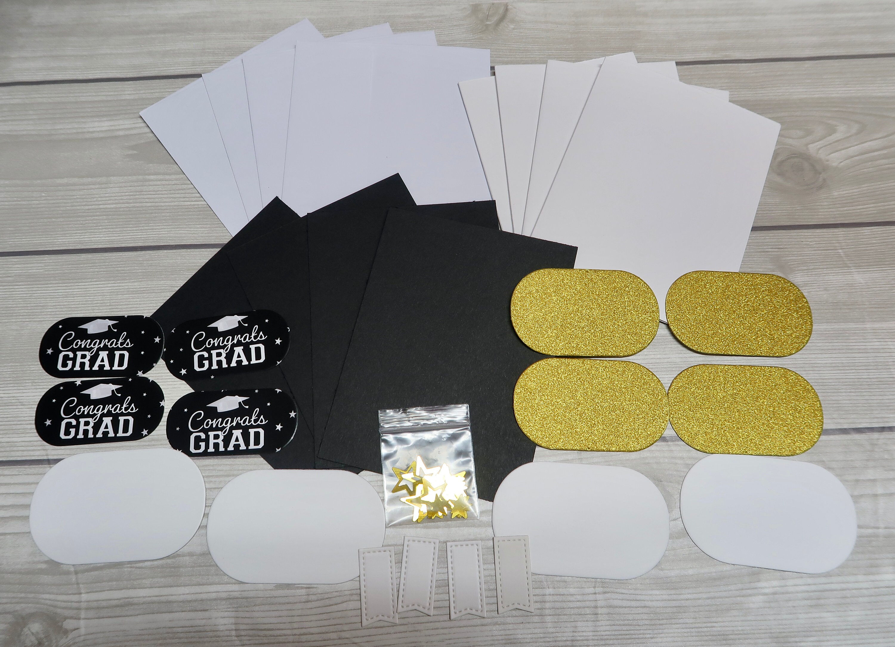 DIY Black and Gold Graduation Card Kit, Make Handmade Graduation Cards ...
