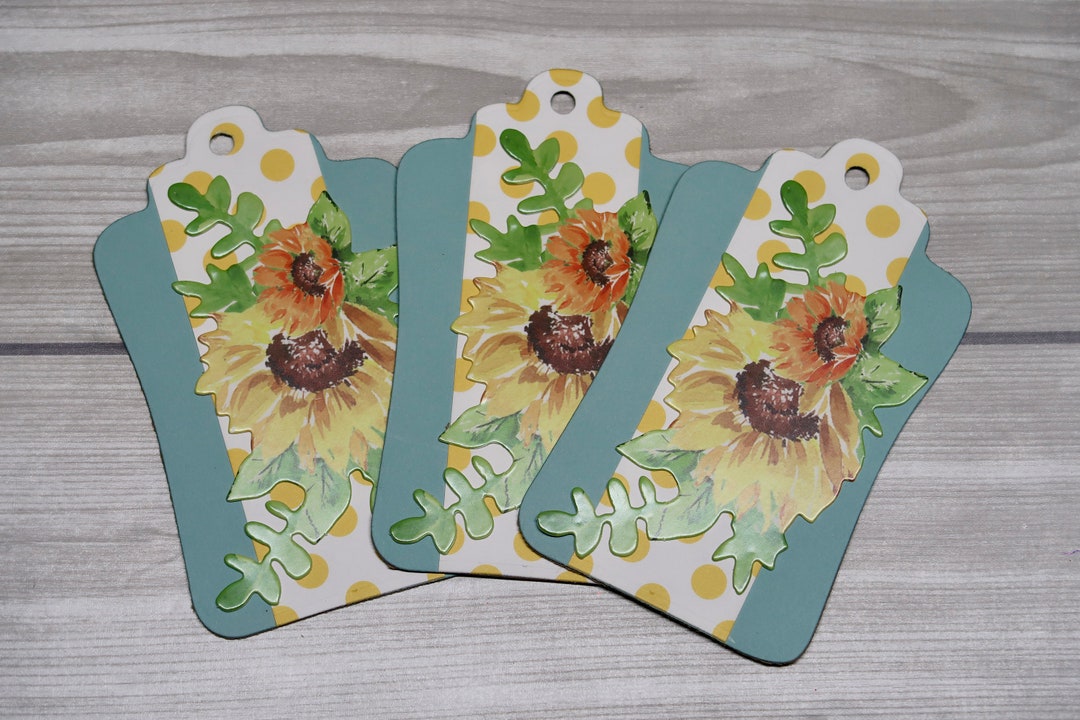 Handmade Sunflower Chipboard Gift Tags: Durable Mixed Media, Set of 3 ...