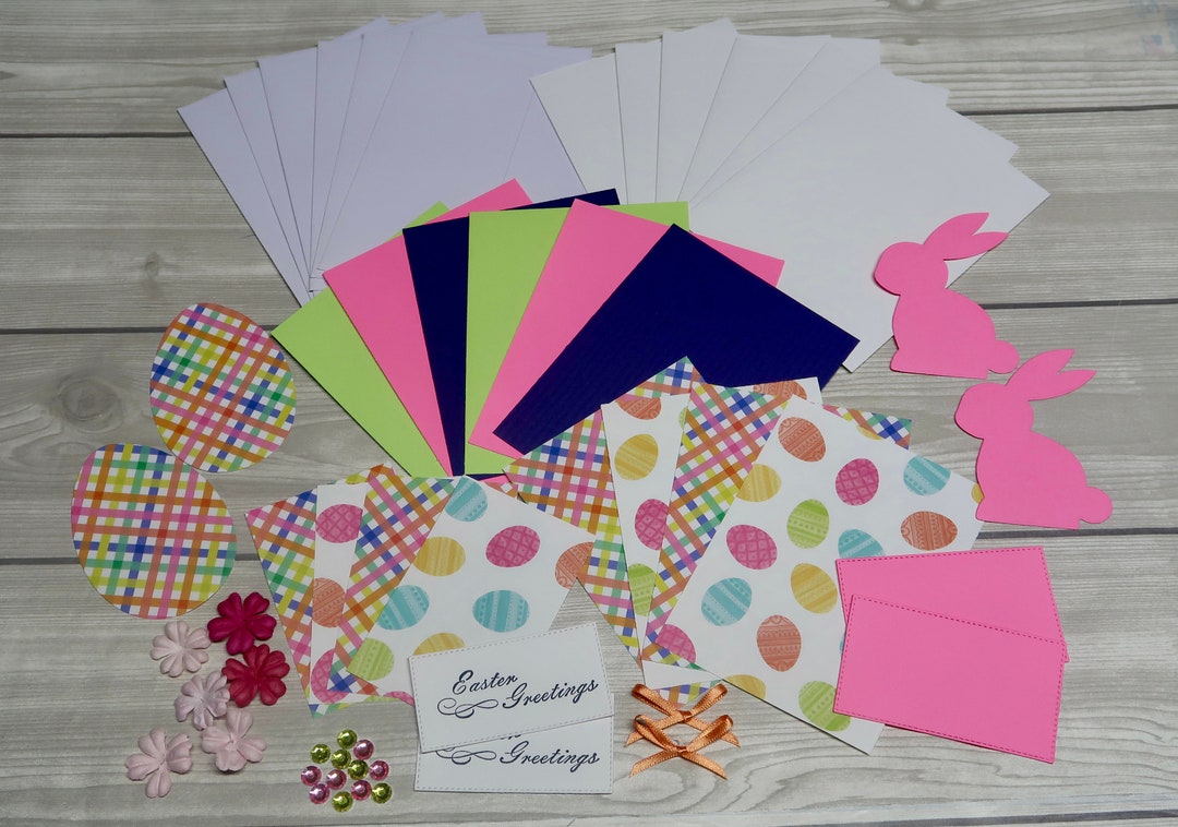 DIY Easter Card Making Kit: Bright Colors, Bunnies & Eggs - Etsy