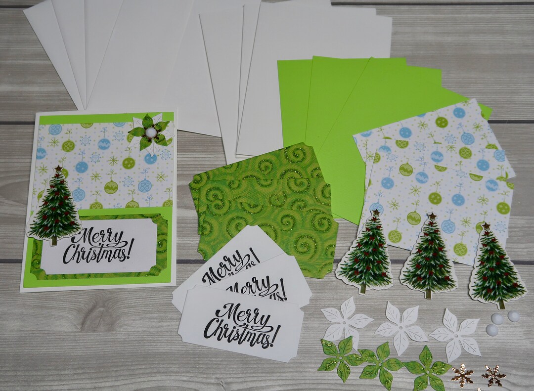 Green Christmas Tree Card Kit, Green Christmas, Card Making Kit ...