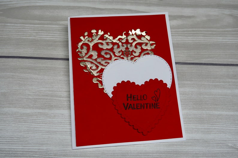 Lace Heart Valentine's Card Kit: DIY Gold & Red, Makes 4 - Etsy
