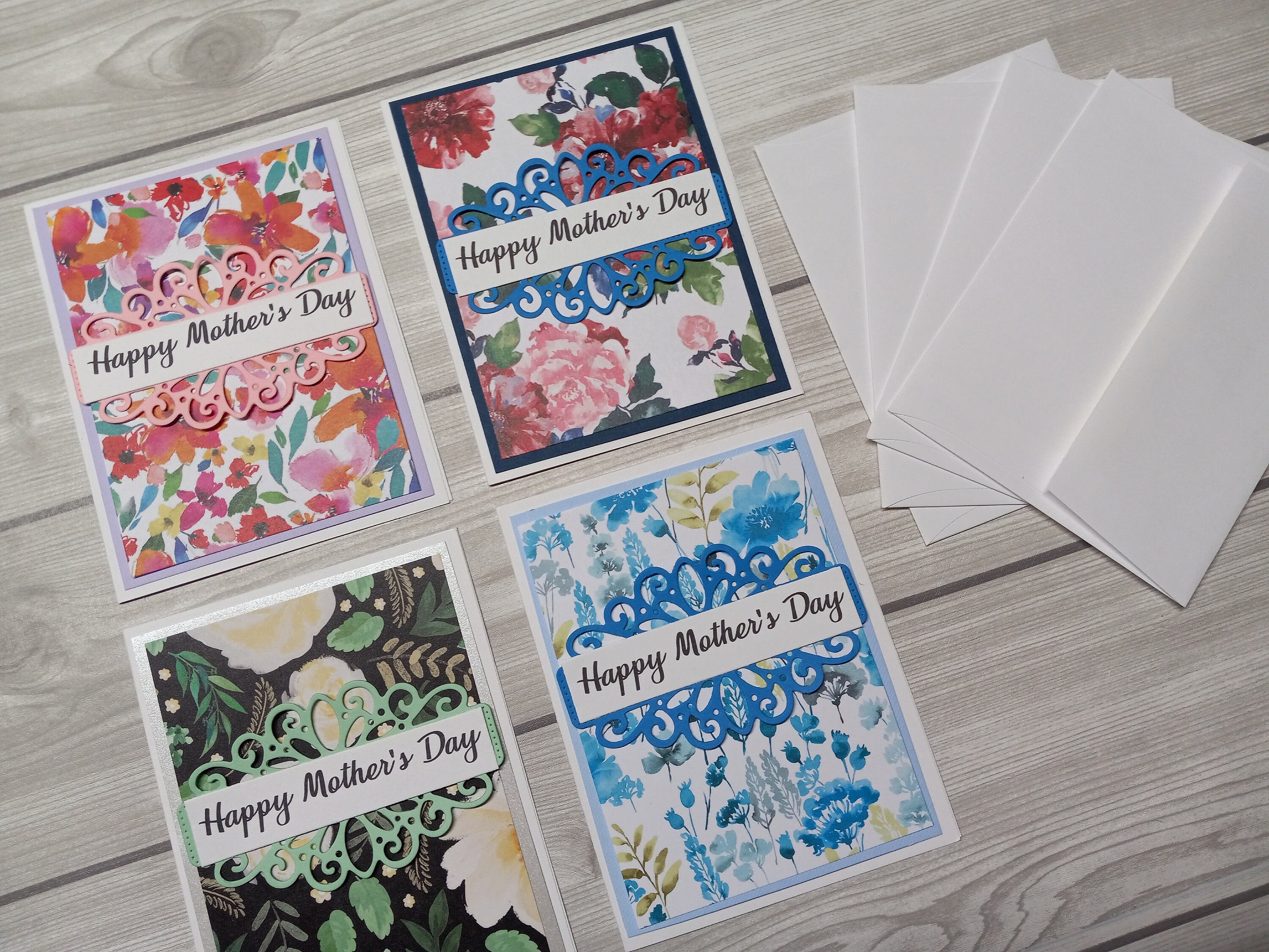 Floral Mother's Day Card Kit: Handmade Cards, Easy Assemble (4ct) - Etsy