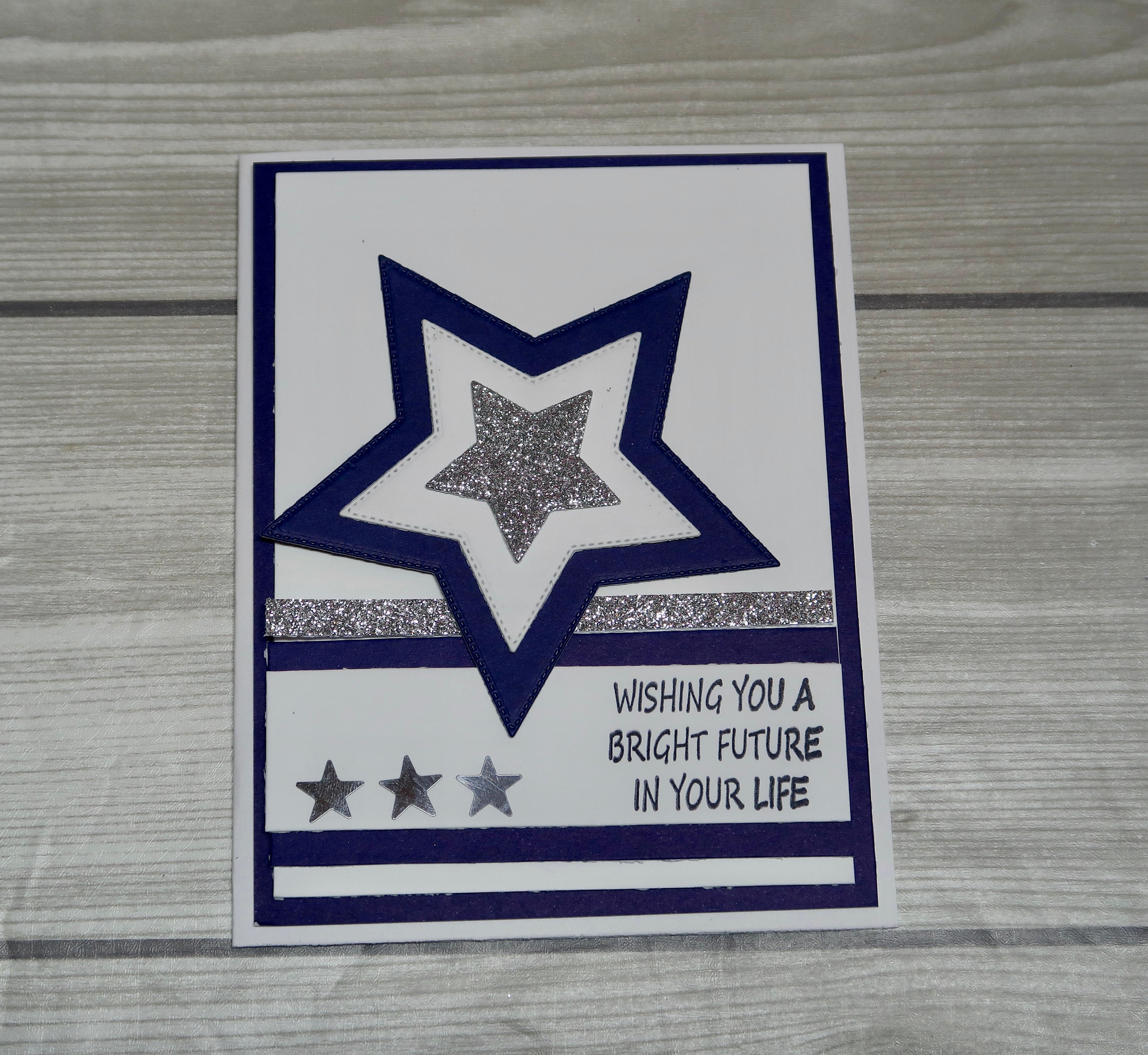 Blue & White Star Graduation Card Kit: Handmade DIY (makes 4) - Etsy