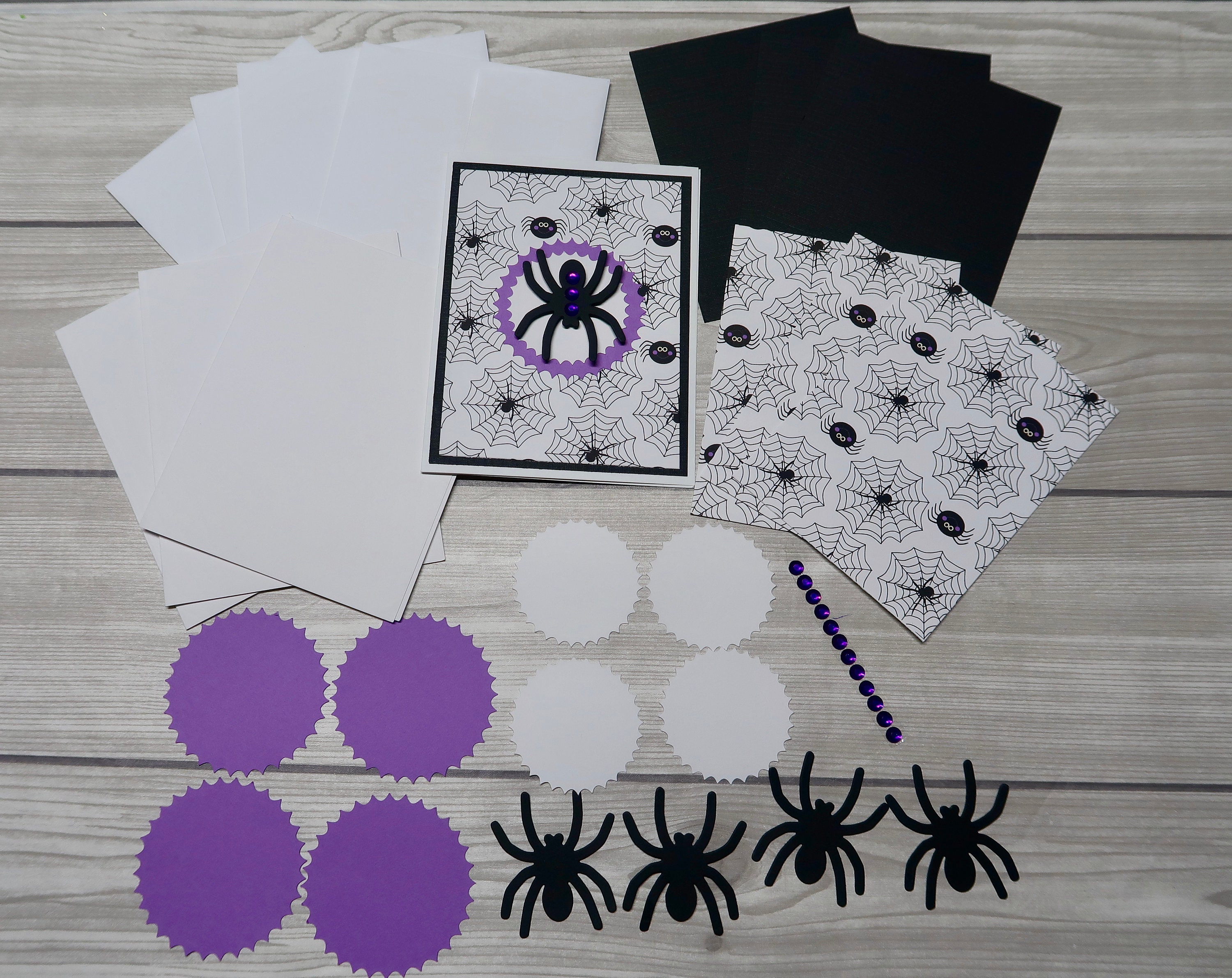 Spider DIY Card-kit Spiderweb Halloween Card Kit Purple - Etsy