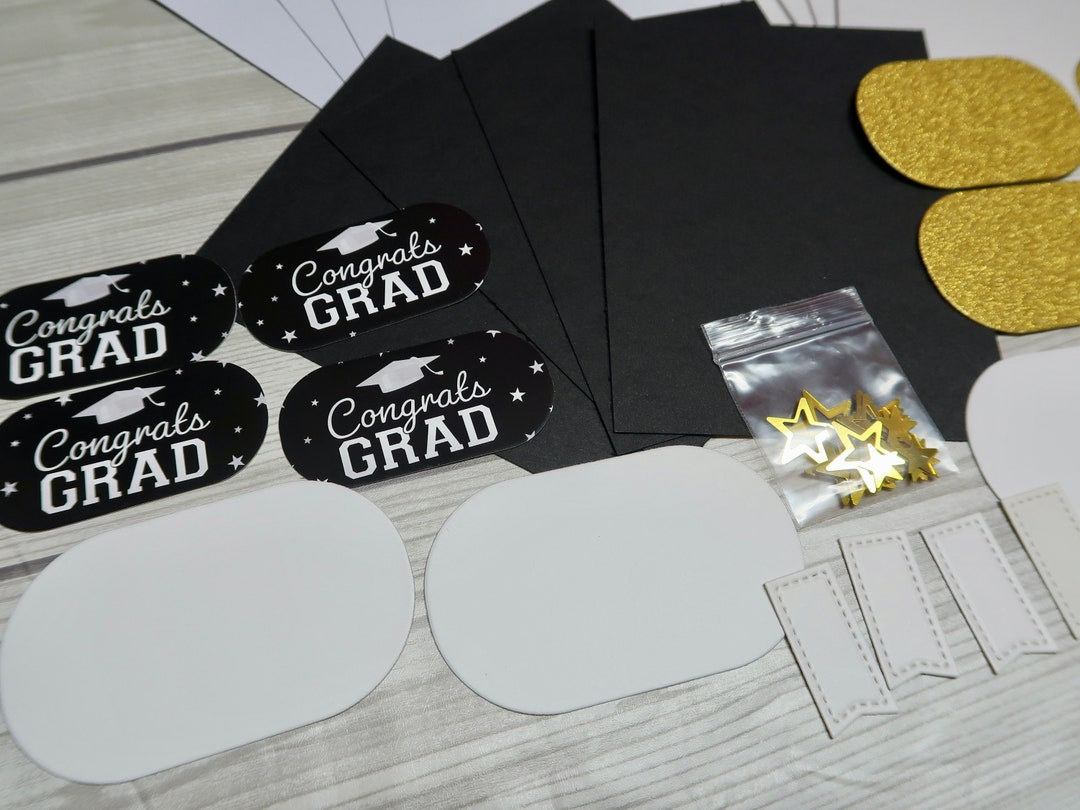 DIY Black and Gold Graduation Card Kit, Make Handmade Graduation Cards ...