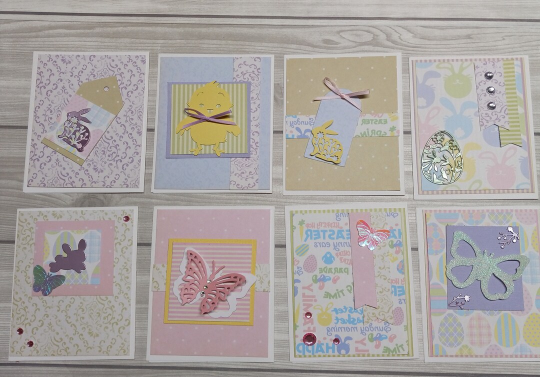 Easter Card Making Kit: Precut Spring Cards, Bunnies & Bows - Etsy