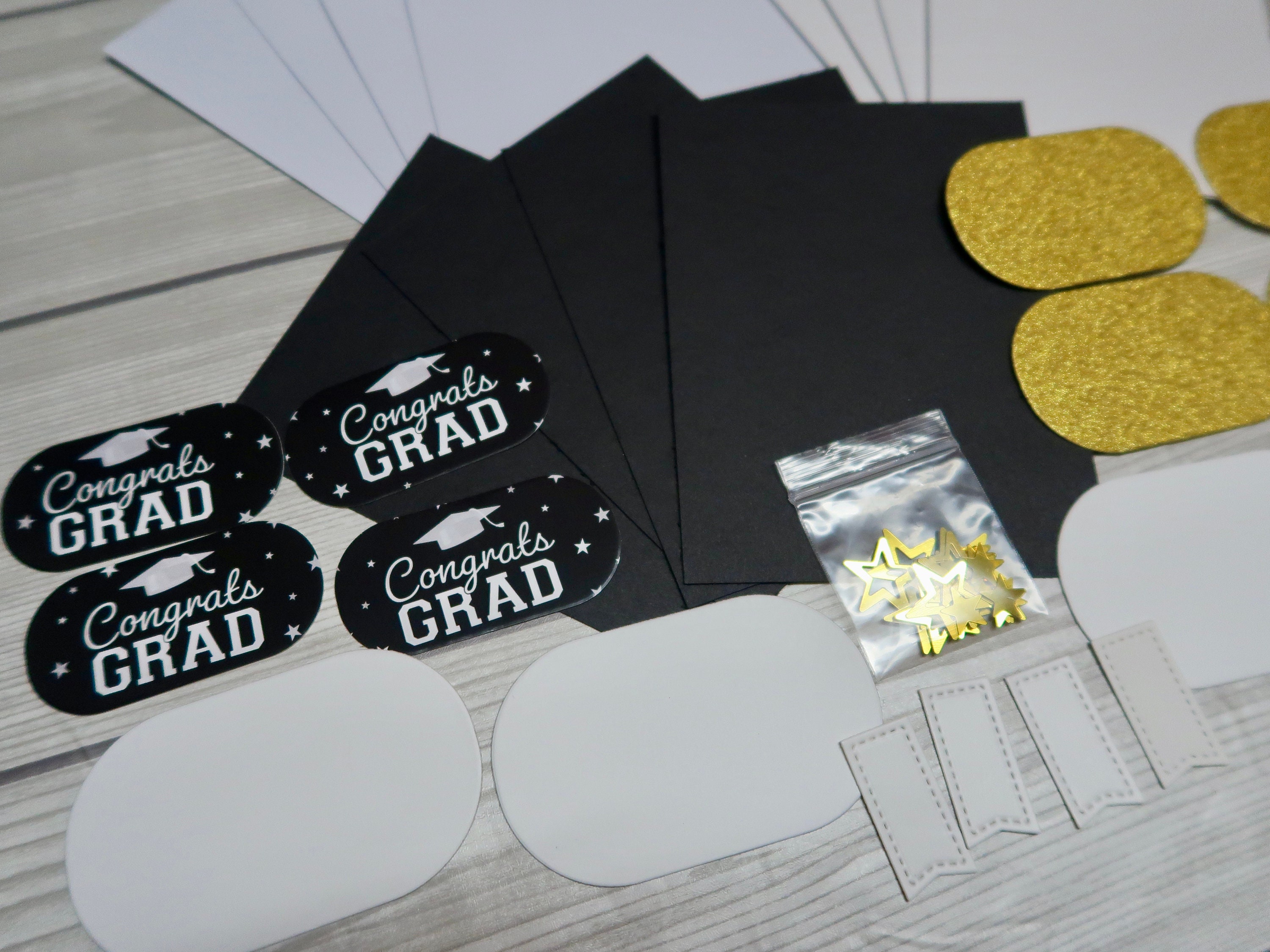 DIY Black and Gold Graduation Card Kit, Make Handmade Graduation Cards ...