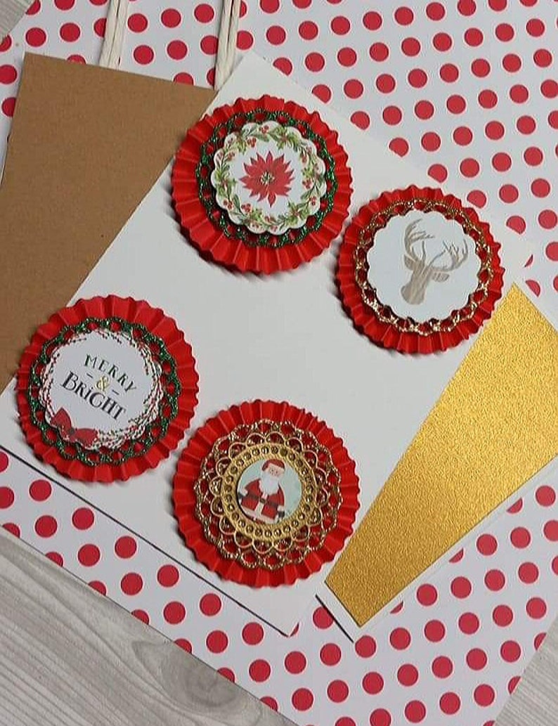 Red Christmas Rosettes, Winter Rosettes, Handmade Paper Rosettes, Cute ...