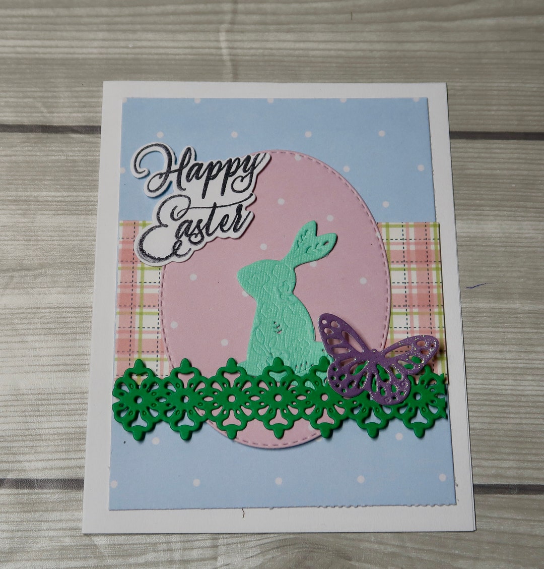 DIY Easter Card Making Kit: Bunny & Butterfly, Hand-stamped (makes 4 ...
